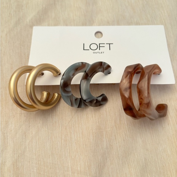 LOFT | Jewelry | Loft Three Set Of Hoop Earrings | Poshmark